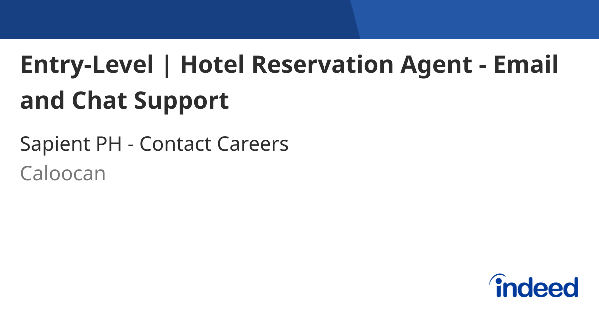 Entry-Level | Hotel Reservation Agent - Email and Chat Support ...