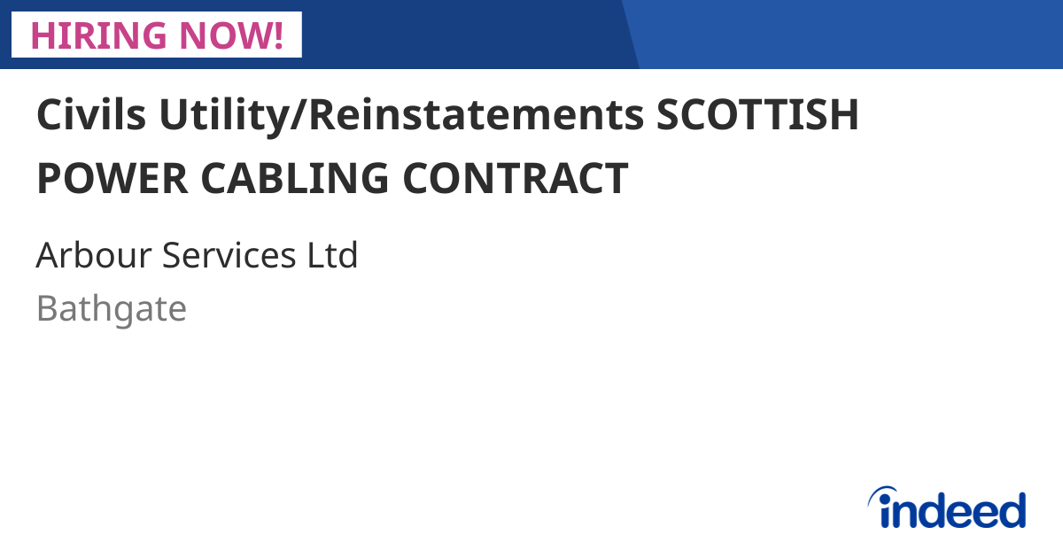 Civils Utility/Reinstatements SCOTTISH POWER CABLING CONTRACT ...