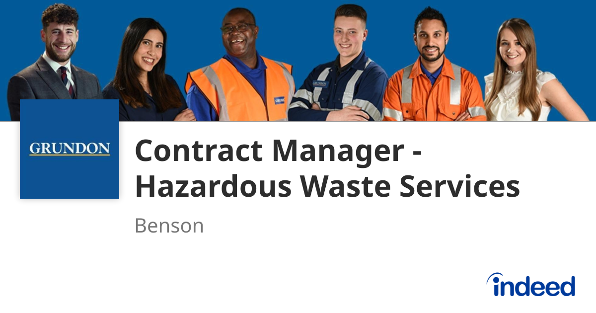 Contract Manager - Hazardous Waste Services - Benson OX10 6LX - Indeed.com