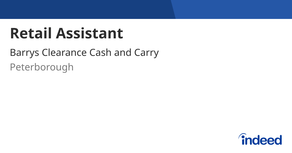 Retail Assistant - Peterborough PE1 - Indeed.com