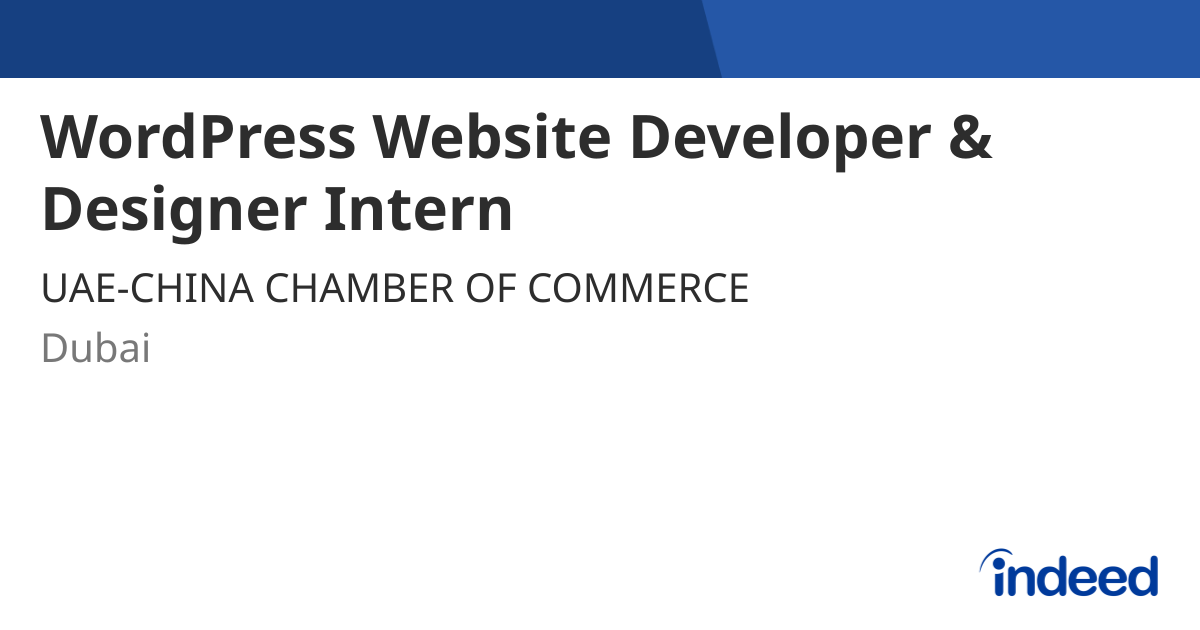WordPress Website Developer & Designer Intern - Dubai - Indeed.com