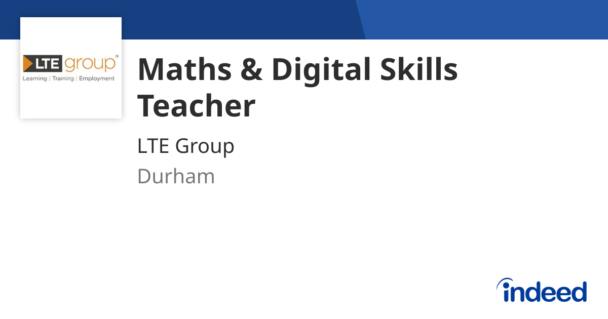Maths & Digital Skills Teacher - Durham DH1 1HT - Indeed.com