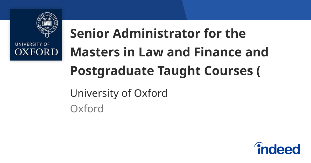 Senior Administrator for the Masters in Law and Finance and ...