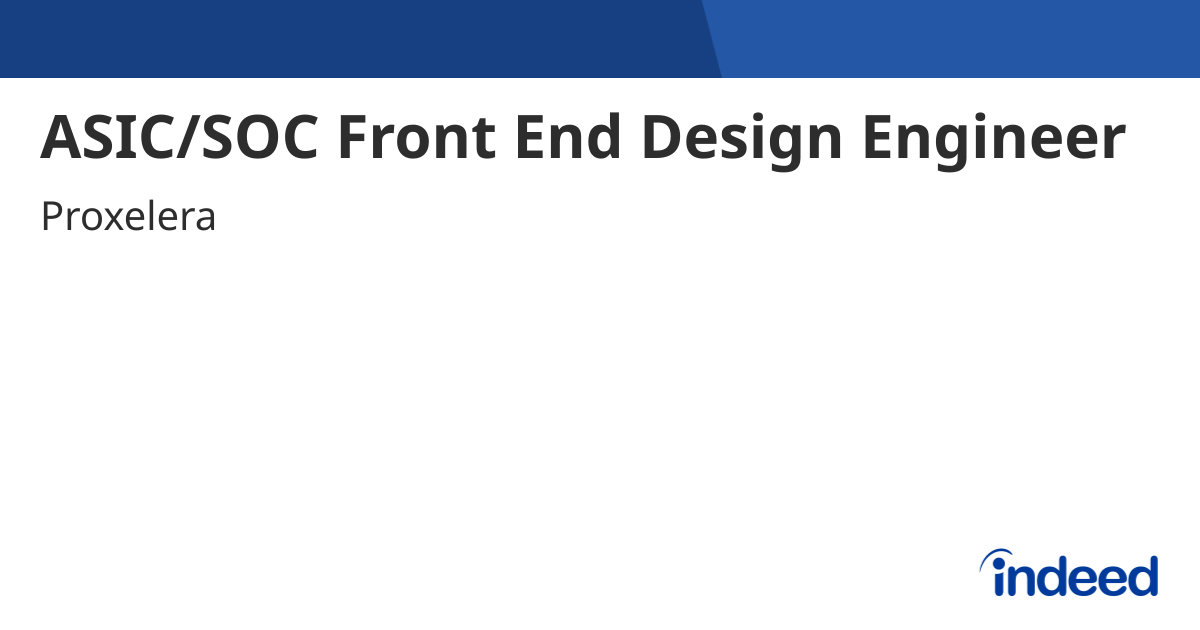 ASIC/SOC Front End Design Engineer - Hyderabad, Telangana - Indeed.com