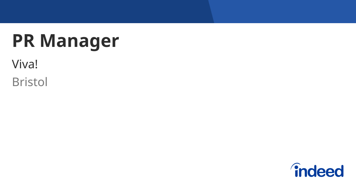 PR Manager - Bristol BS2 8QH - Indeed.com