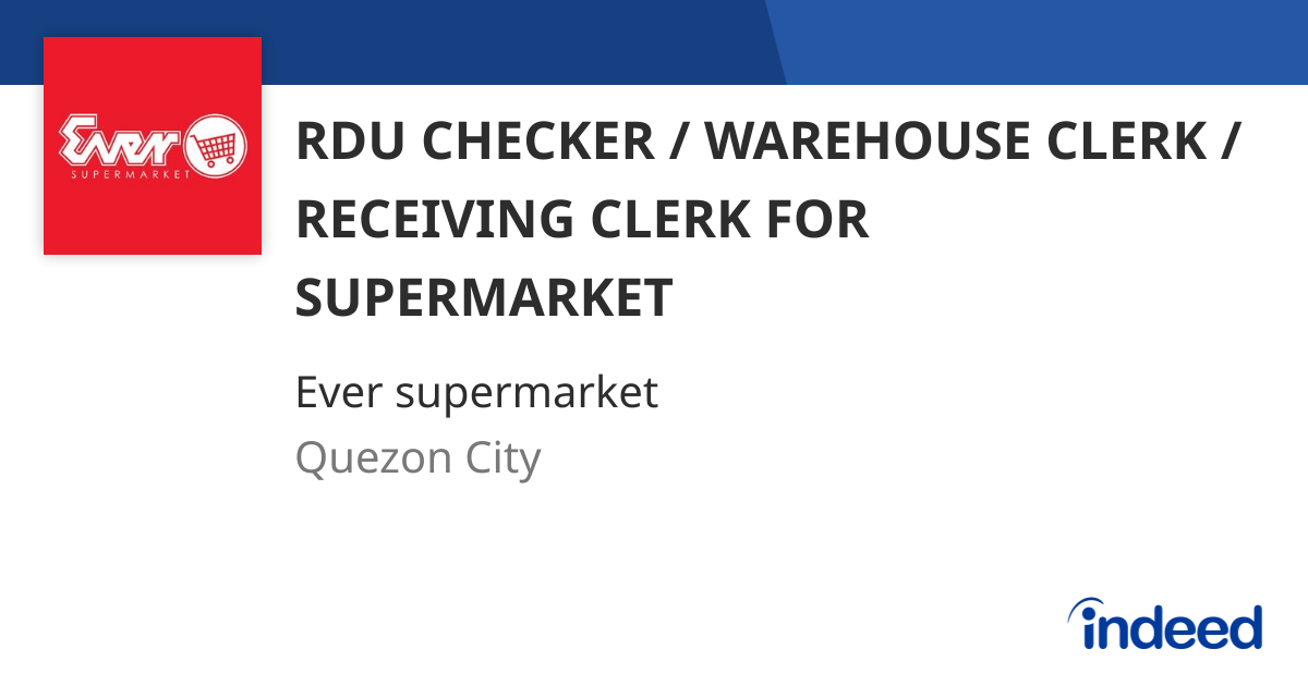 RDU CHECKER / WAREHOUSE CLERK / RECEIVING CLERK FOR SUPERMARKET ...