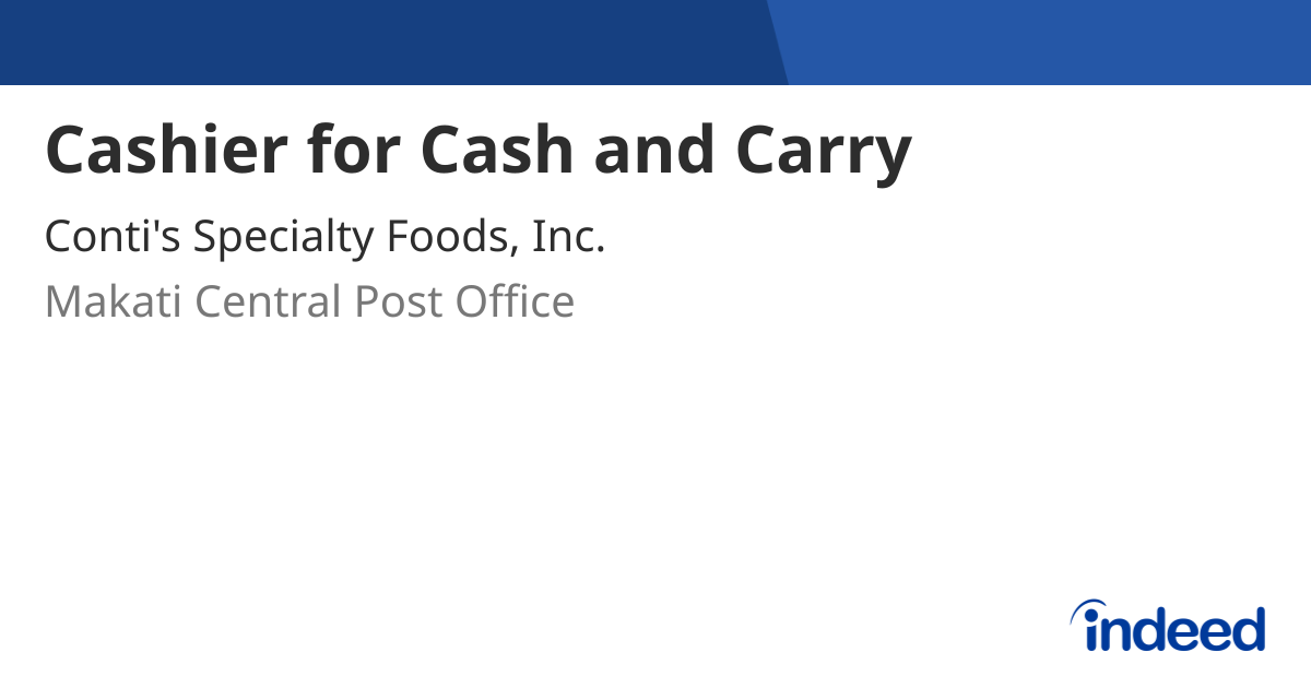 Cashier for Cash and Carry - Makati Central Post Office 1200 P00 ...