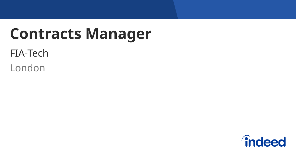 Contracts Manager - London - Indeed.com