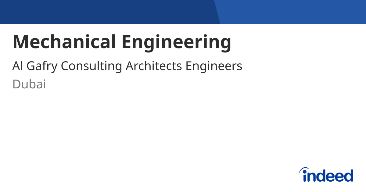 Mechanical Engineering - Dubai - Indeed.com