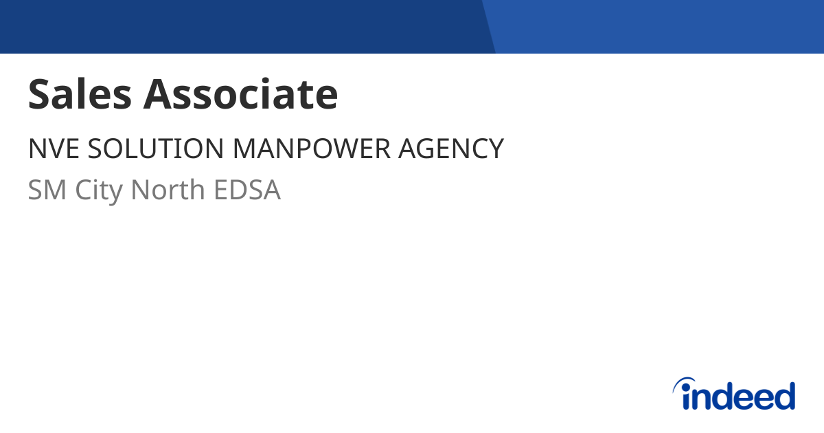 Sales Associate - SM City North EDSA - Indeed.com