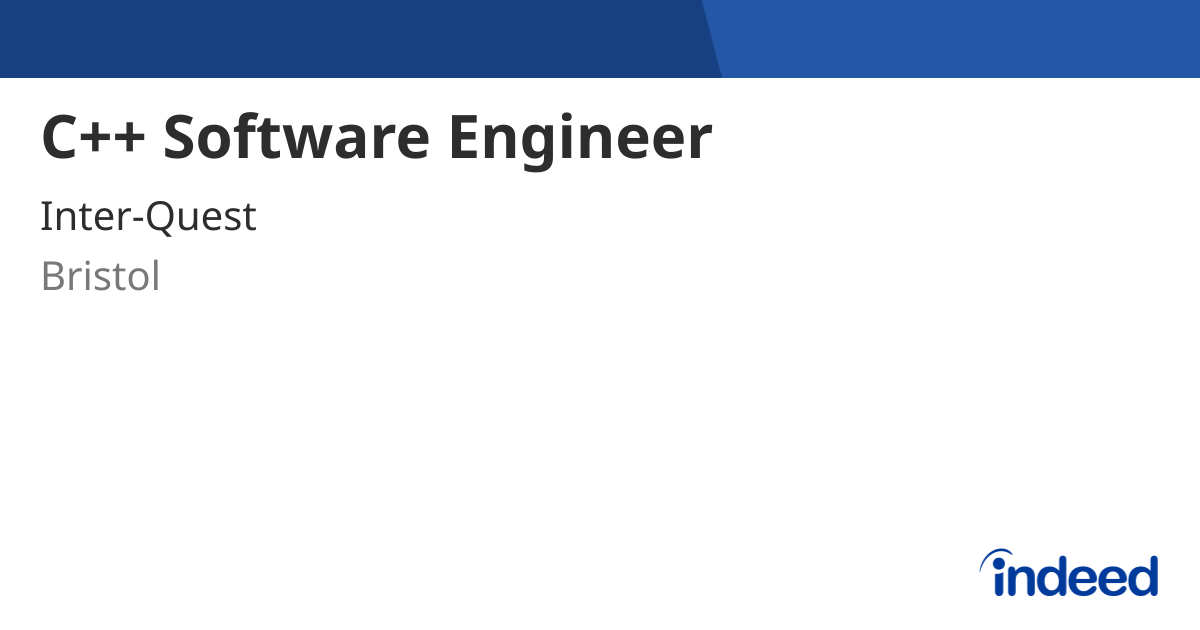 C++ Software Engineer - Bristol - Indeed.com