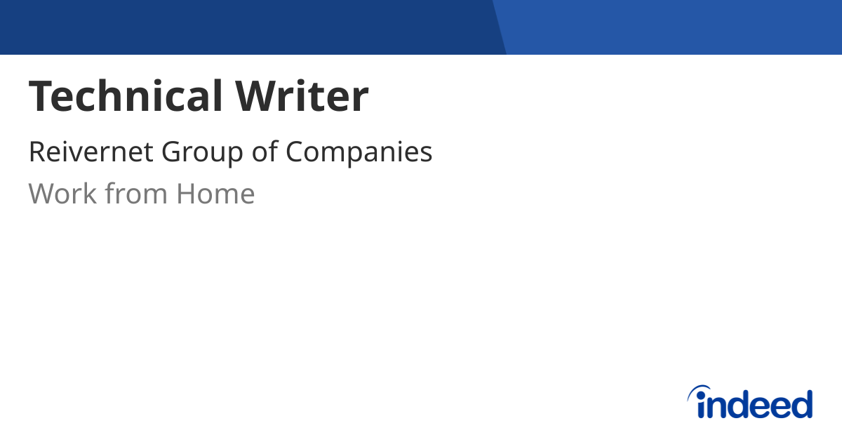 Technical Writer - Work from Home - Indeed.com