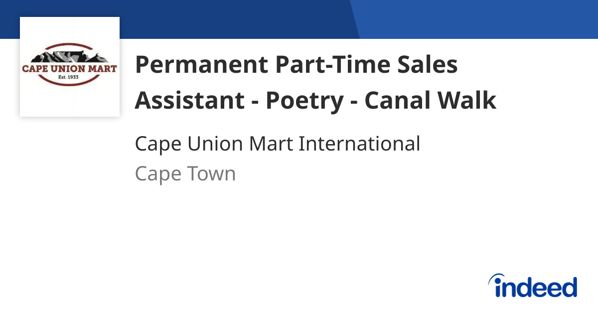 Permanent Part-Time Sales Assistant - Poetry - Canal Walk - Cape Town ...