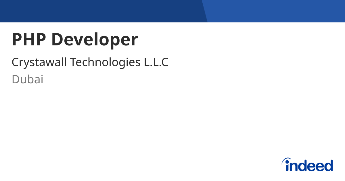 PHP Developer - Dubai - Indeed.com