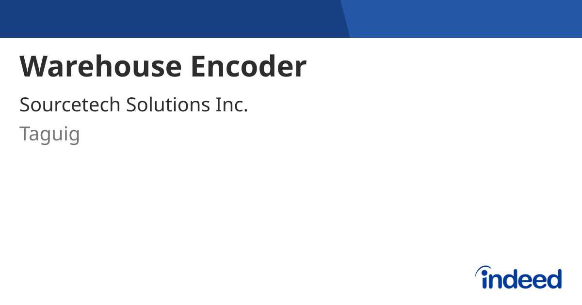 Warehouse Encoder - Taguig - Indeed.com