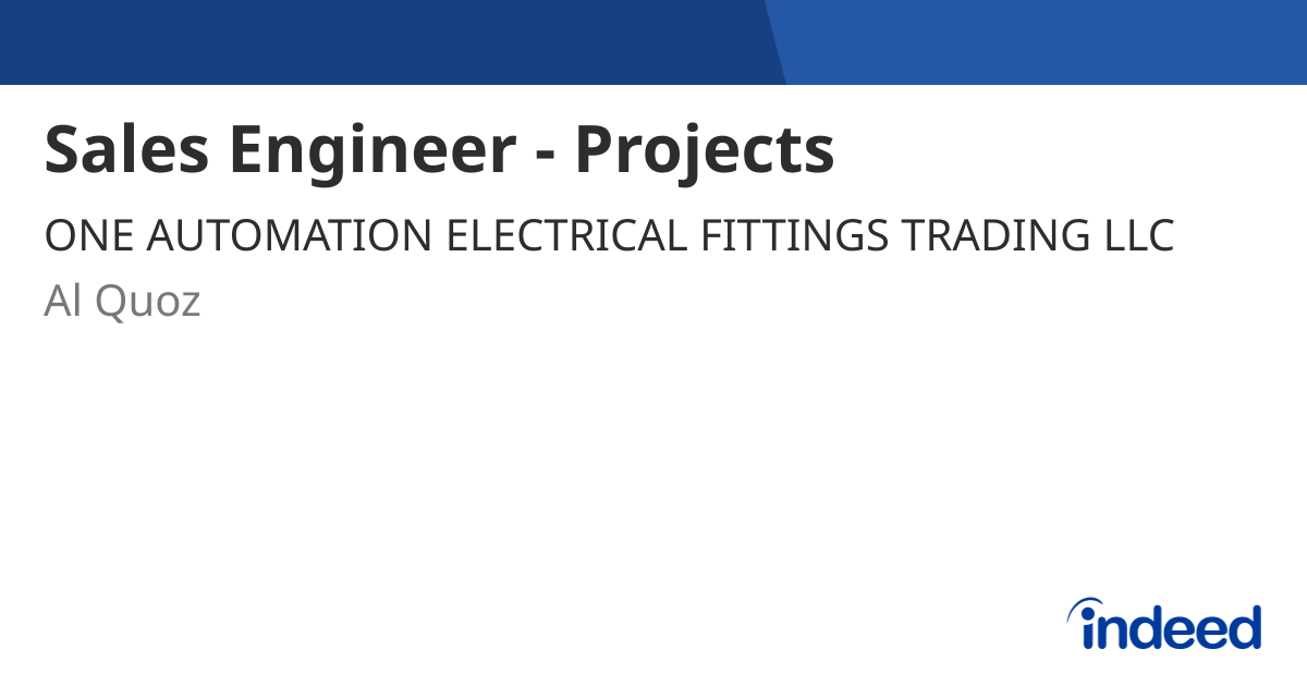 Sales Engineer - Al Quoz - Indeed.com