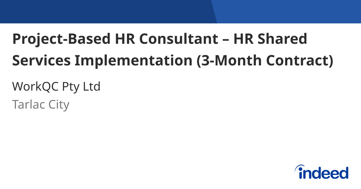 Project-Based HR Consultant – HR Shared Services Implementation (3 ...