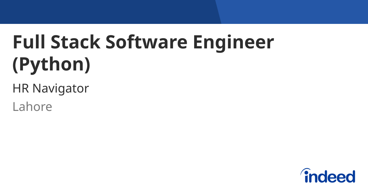 Full Stack Software Engineer (Python) - Lahore - Indeed.com