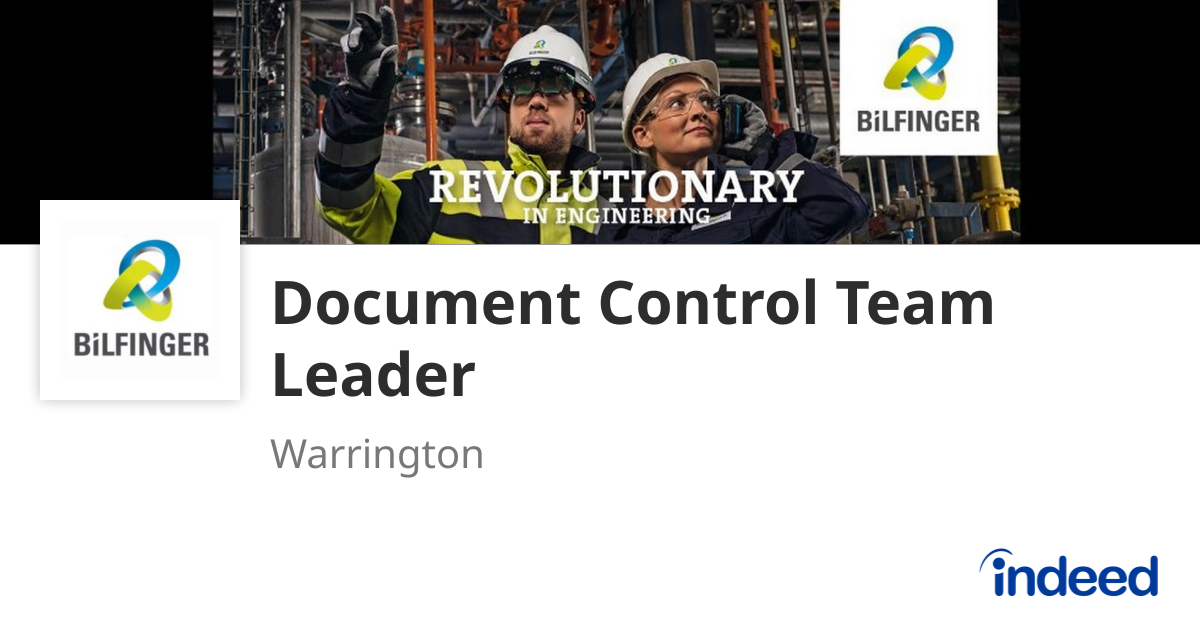 Document Control Team Leader - Warrington WA3 6UT - Indeed.com