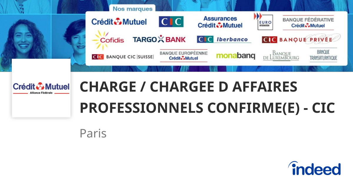 CHARGE / CHARGEE D AFFAIRES PROFESSIONNELS CONFIRME(E) - CIC PARIS ...