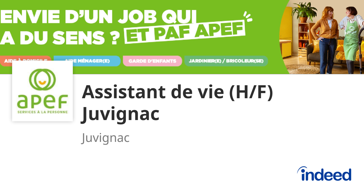 Assistant de vie (H/F) Juvignac - 34990 Juvignac - Indeed.com