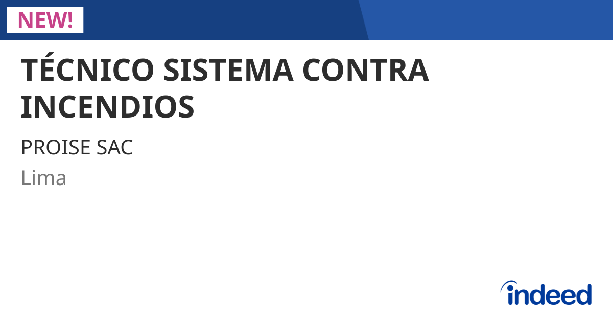 TÉCNICO SISTEMA CONTRA INCENDIOS - Lima, Lima - Indeed.com