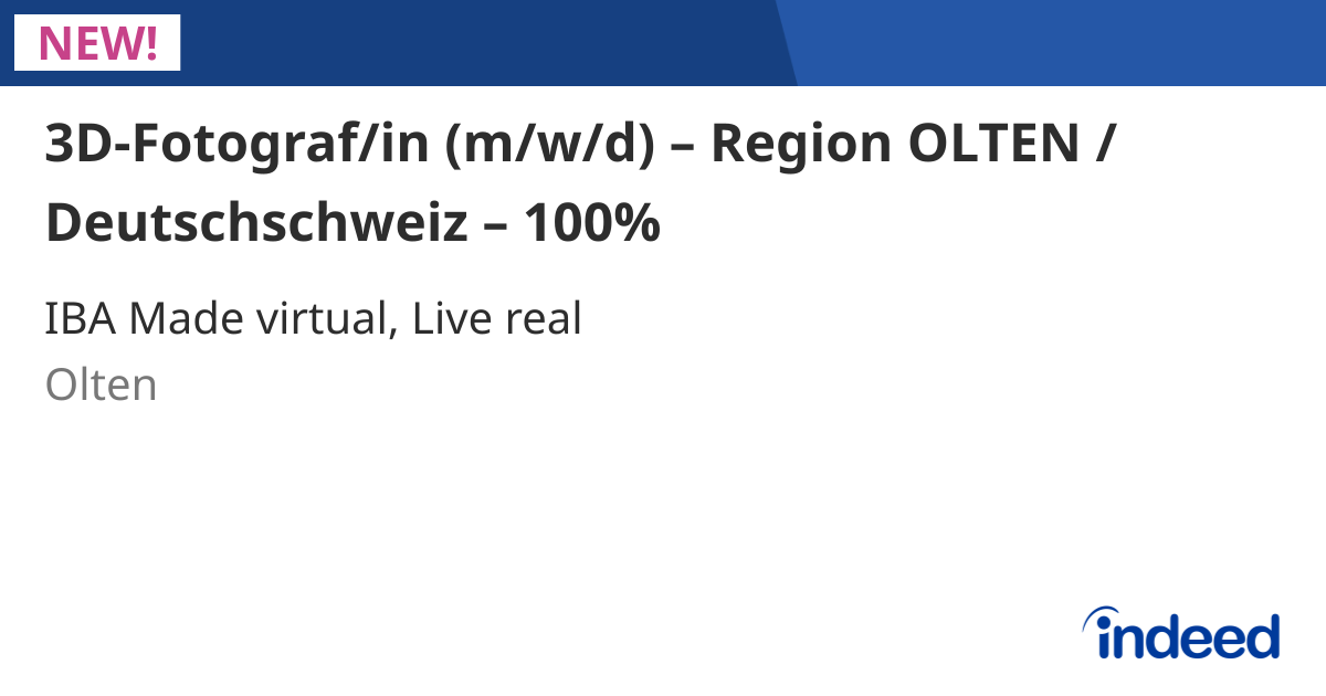 3D-Fotograf/in (m/w/d) – Region OLTEN / Deutschschweiz – 100% - 4600 ...