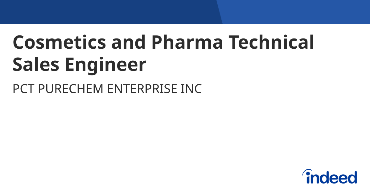 Cosmetics and Pharma Technical Sales Engineer - Laguna - Indeed.com