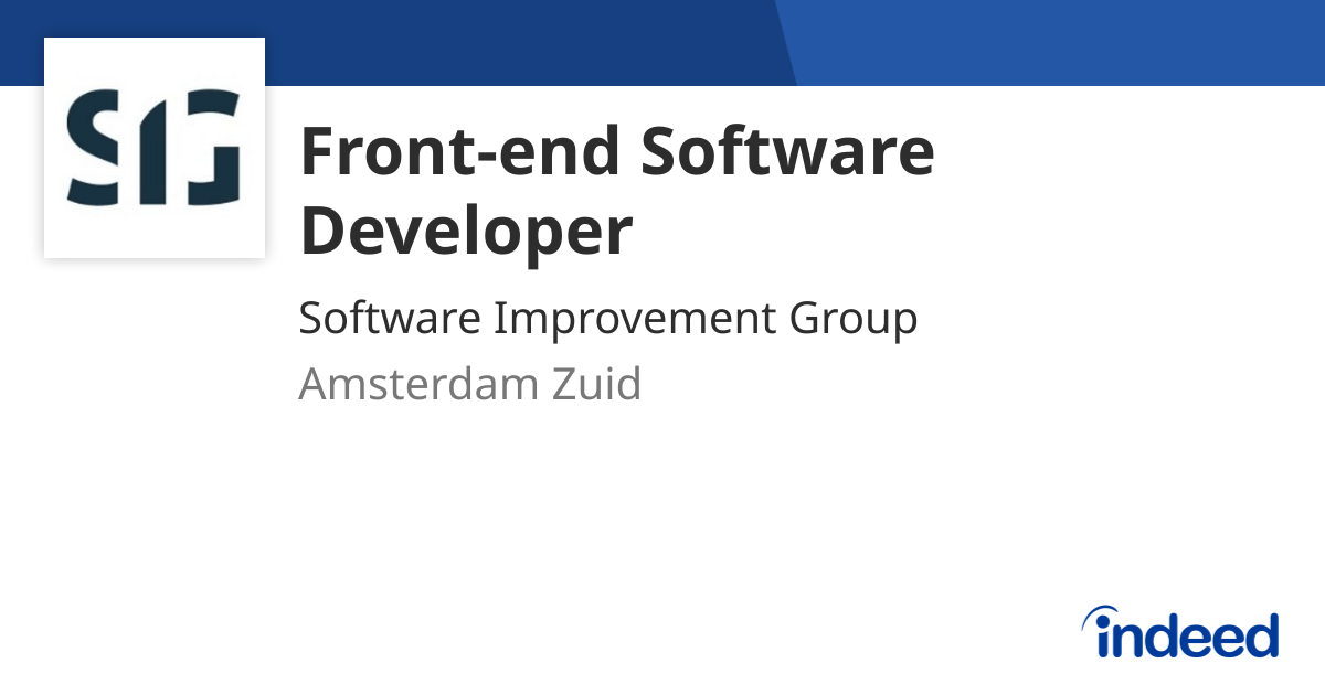 Front-end Software Developer - 1076 Amsterdam Zuid - Indeed.com