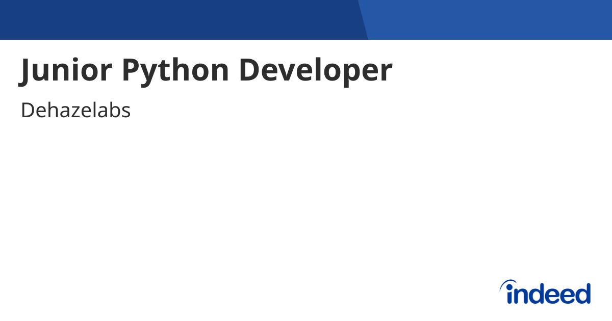 Junior Python Developer - India - Indeed.com