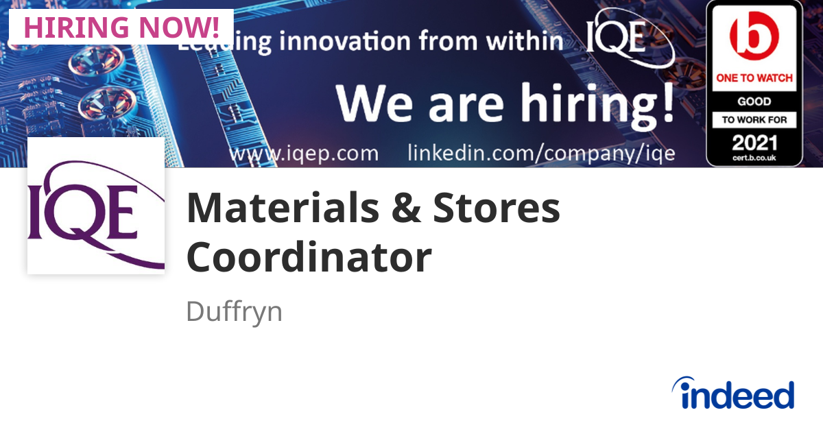 Materials & Stores Coordinator - Duffryn NP10 8BE - Indeed.com