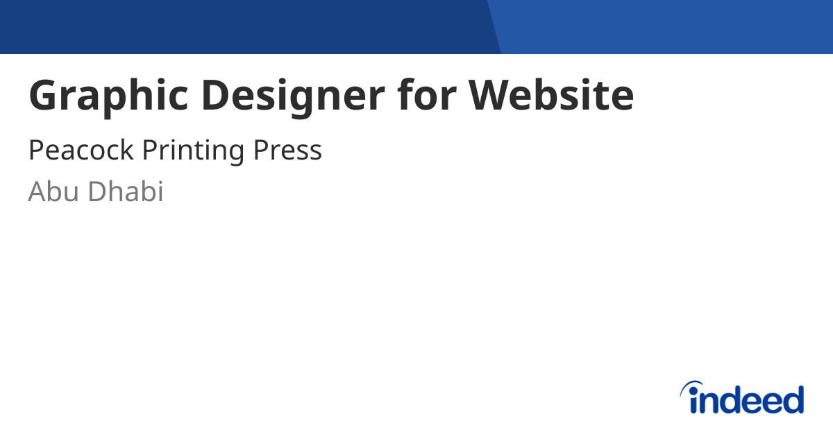 Graphic Designer for Website - Abu Dhabi - Indeed.com