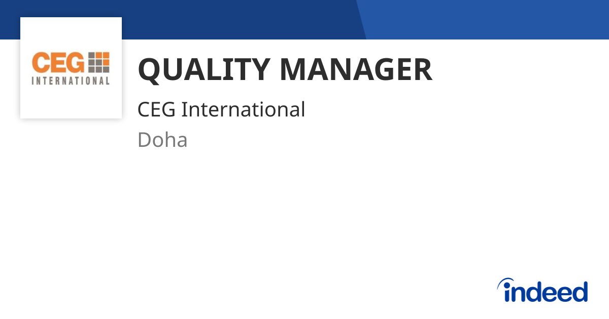 QUALITY MANAGER - Doha - Indeed.com