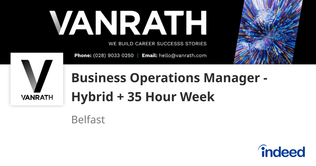 Business Operations Manager - Hybrid + 35 Hour Week - Belfast BT15 2GN ...